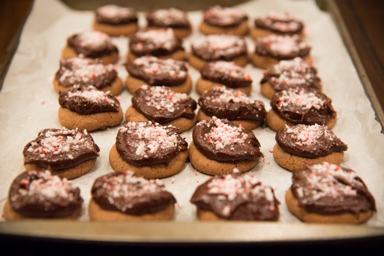 Peppermint Stick-Chocolate Shortbread Cookies